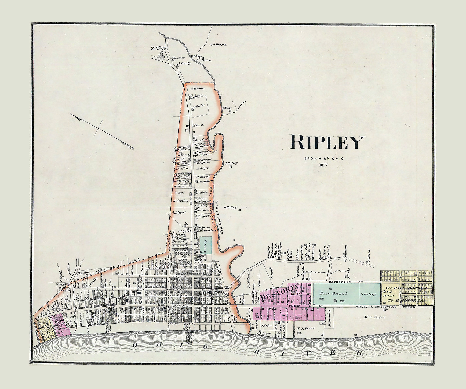 1877 Town Map of Ripley Brown County Ohio - Etsy