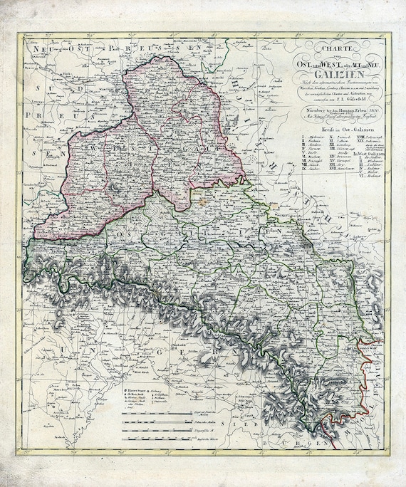 1807 Map of Galizien Austria Hungary - Etsy