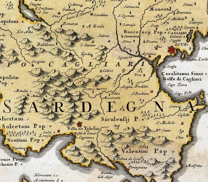 1734 Map of Sardinia Italy | Etsy