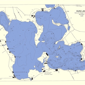 1940 Map of Gun Lake Barry County and Allegan County Michigan - Etsy