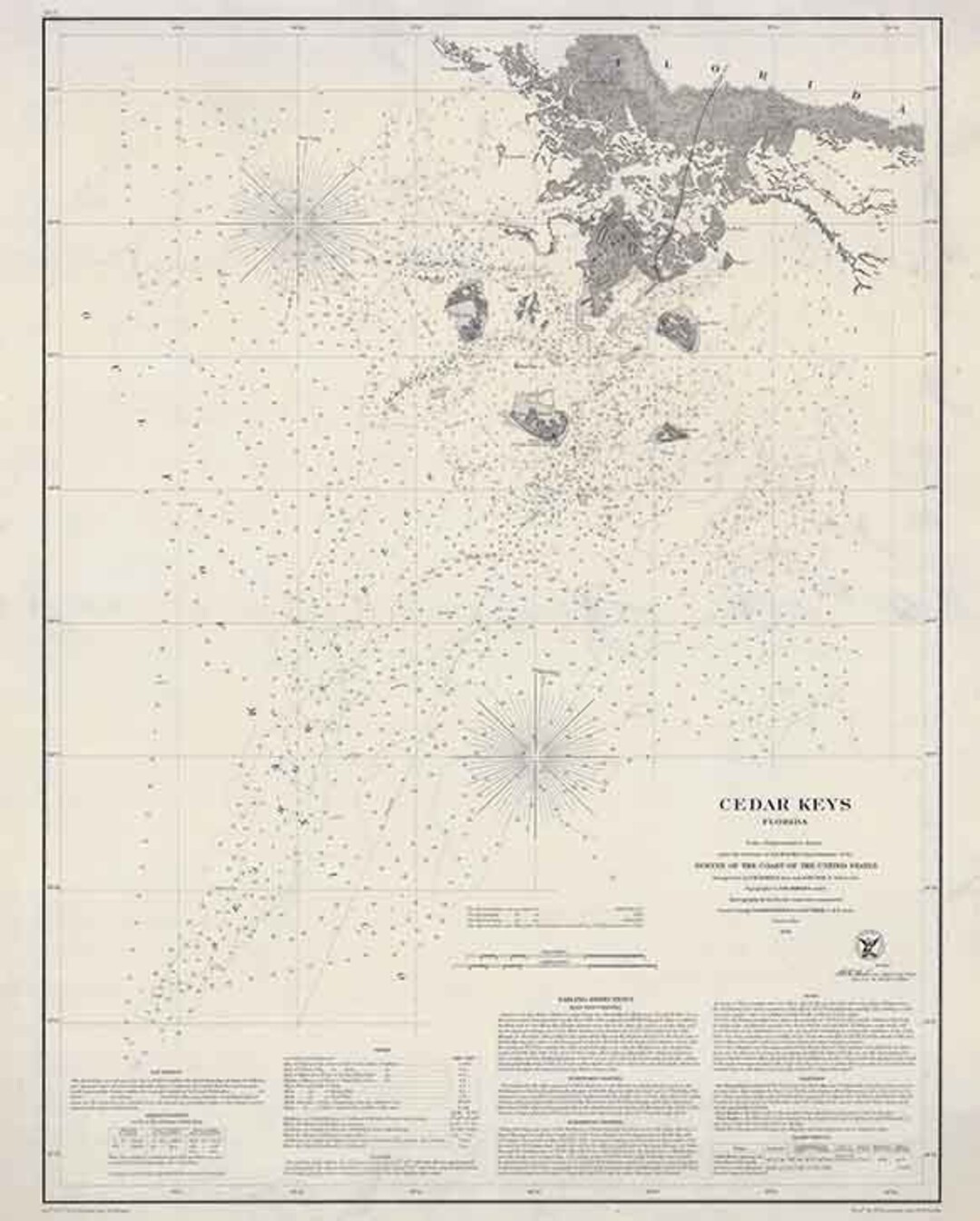 1861 Nautical Map of Cedar Keys Florida - Etsy