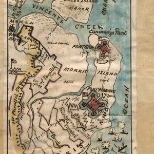 1863 Map of Fort Wagner Morris Island Charleston Harbor - Etsy