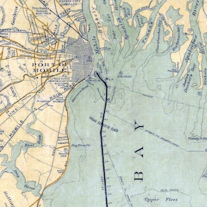 1889 Map of Mobile Bay Alabama - Etsy