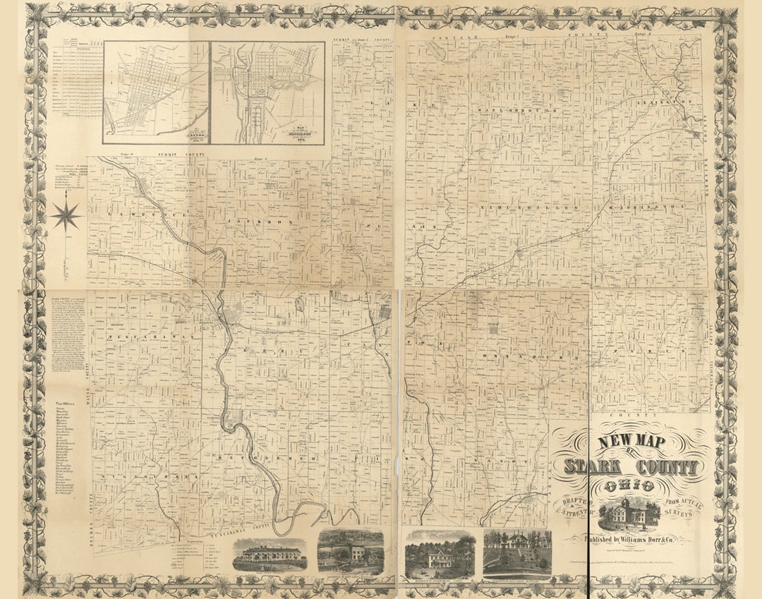 1855 Farm Line Map of Stark County Ohio Massillon - Etsy