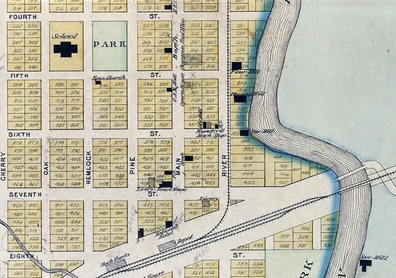 1900 Town Map of Evart Osceola County Michigan | Etsy