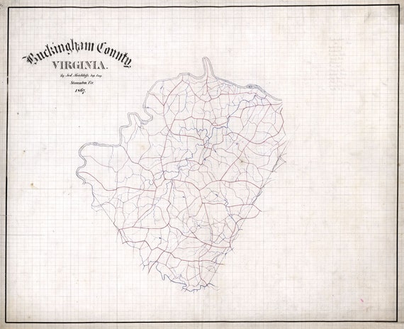 1867 Map of Buckingham County Virginia Historical Places | Etsy