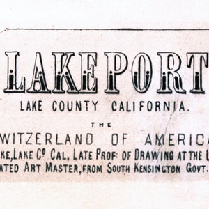 1888 Panoramic Map of Lakeport Lake County California - Etsy
