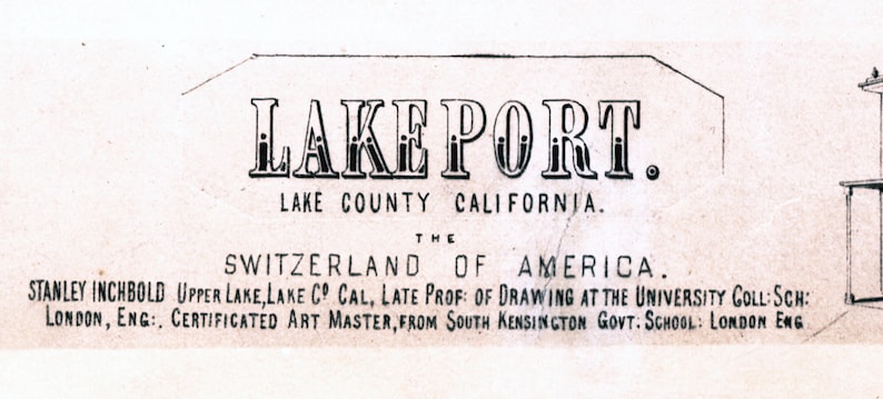 1888 Panoramic Map of Lakeport Lake County California - Etsy