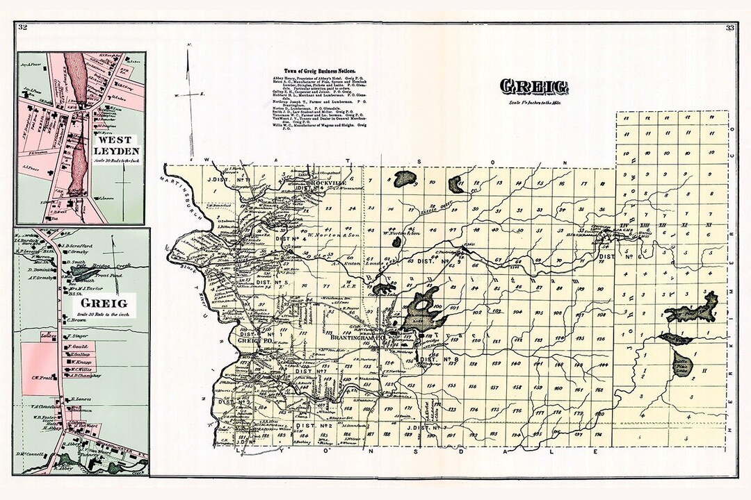 1875 Map of Greig Township Lewis County New York - Etsy