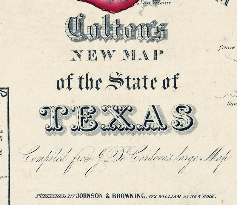 1855 Map of Texas - Etsy