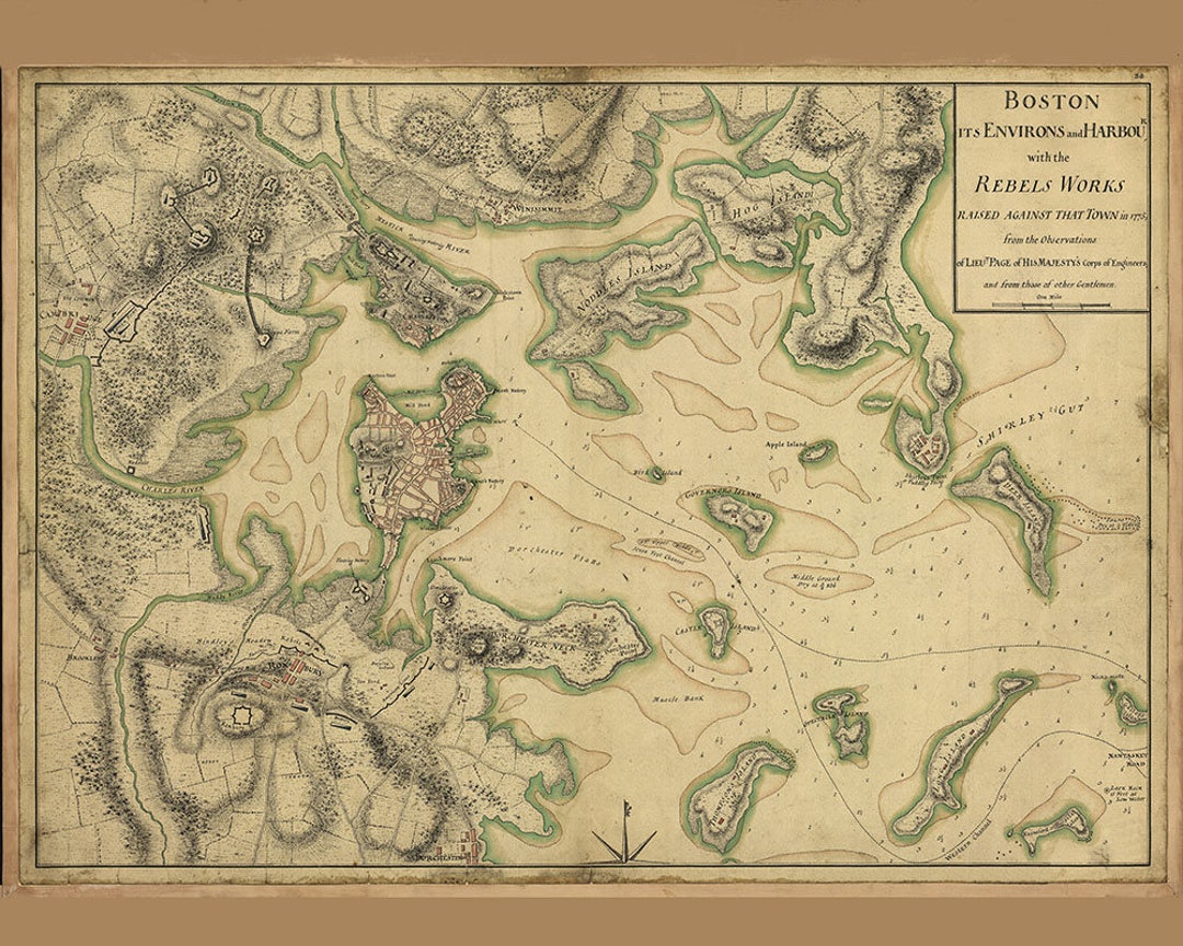 1775 Map of Boston and Its Harbour - Etsy