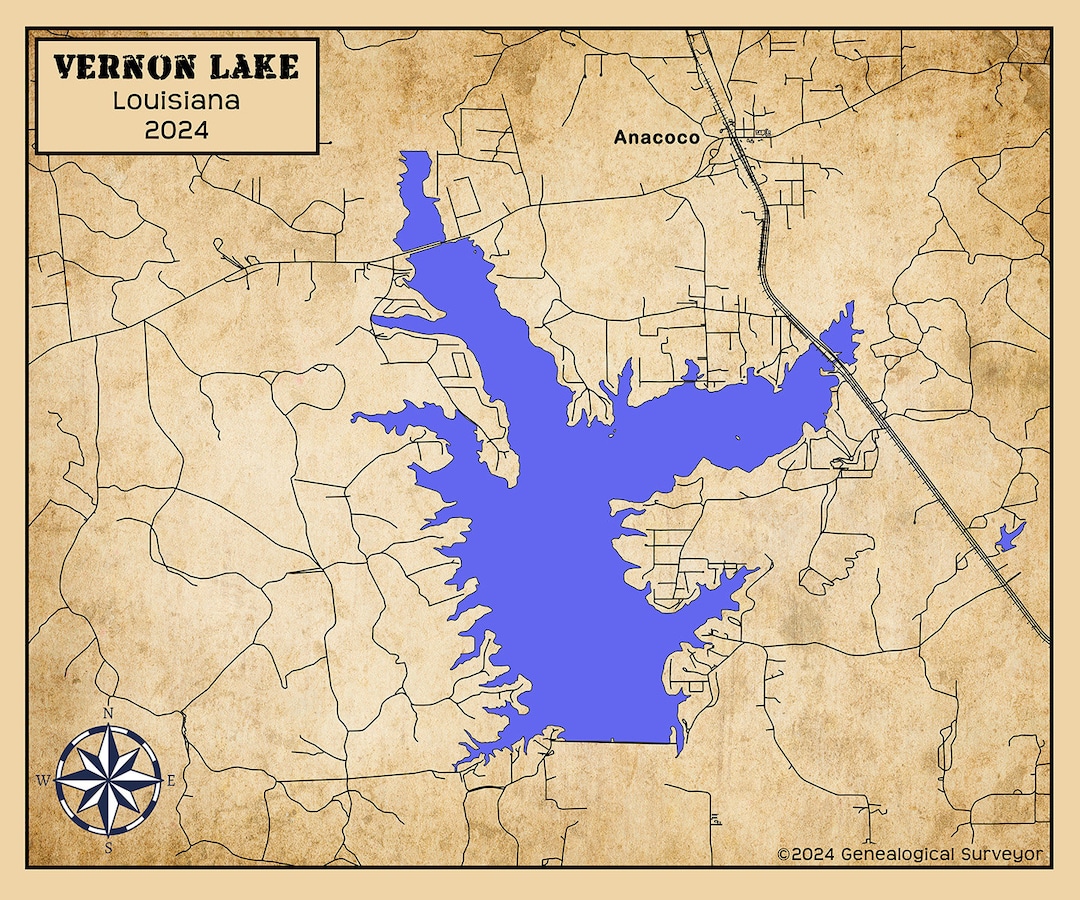 2024 Map of Vernon Lake Vernon Parish Louisiana - Etsy
