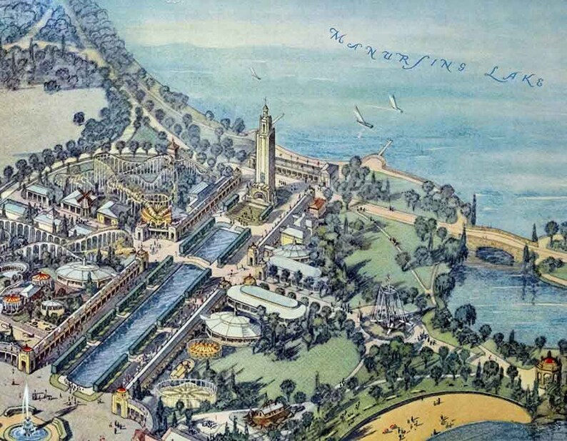 1927 Panoramic Map of Rye Beach Westchester County Park New - Etsy