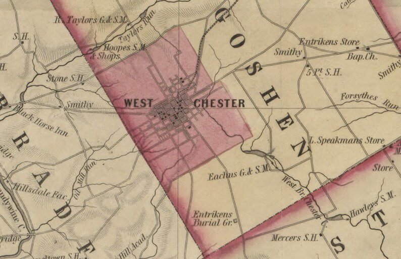 1847 Map of Chester County PA From Original Surveys Genealogy - Etsy