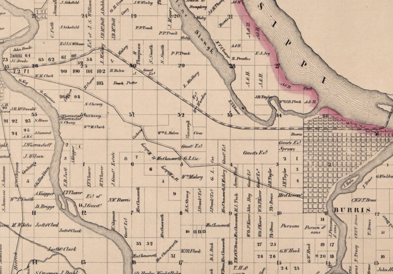 1858 Map of Louisa County Iowa Burris | Etsy