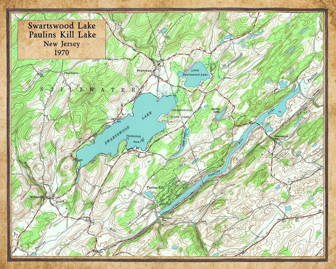 1968 Map of Swartswood Lake and Paulins Kill Lake New Jersey - Etsy