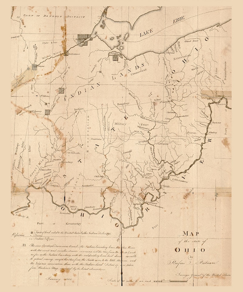 1804 Map of the State of Ohio - Etsy