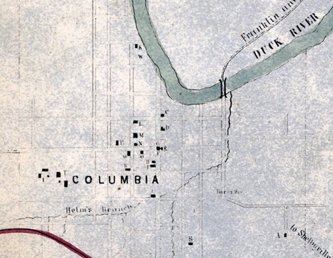 1863 Map of Columbia Tennessee and Vicinity - Etsy UK