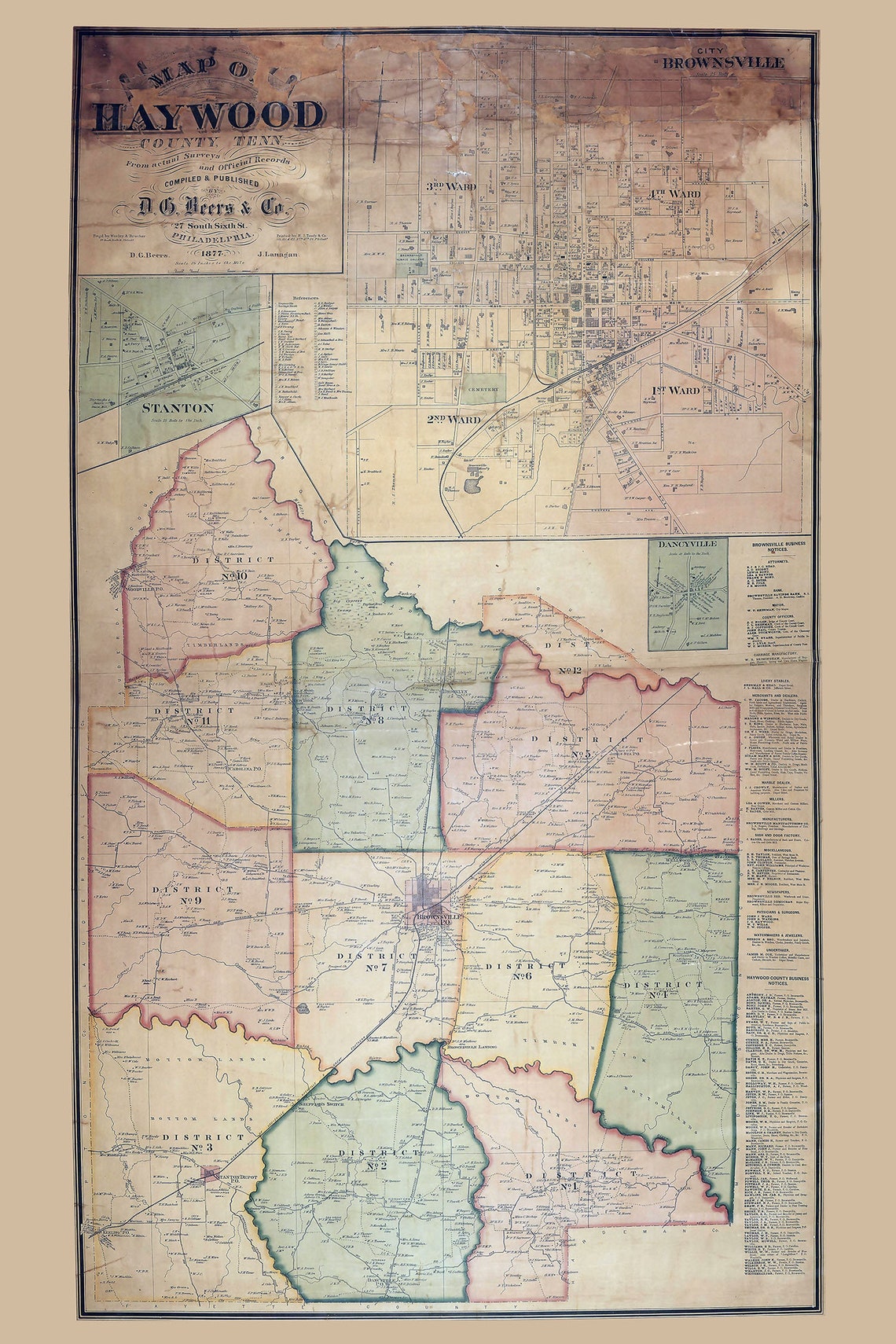 1877 Map of Haywood County Tennessee - Etsy UK