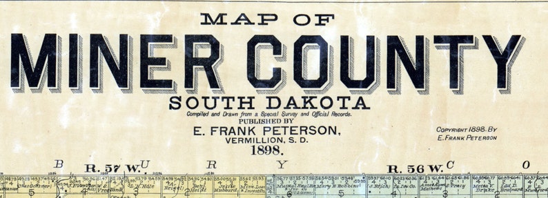 1898 Map of Miner County South Dakota | Etsy