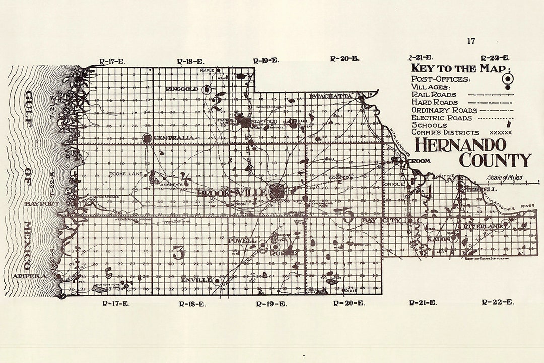 1914 Map of Hernando County Florida - Etsy