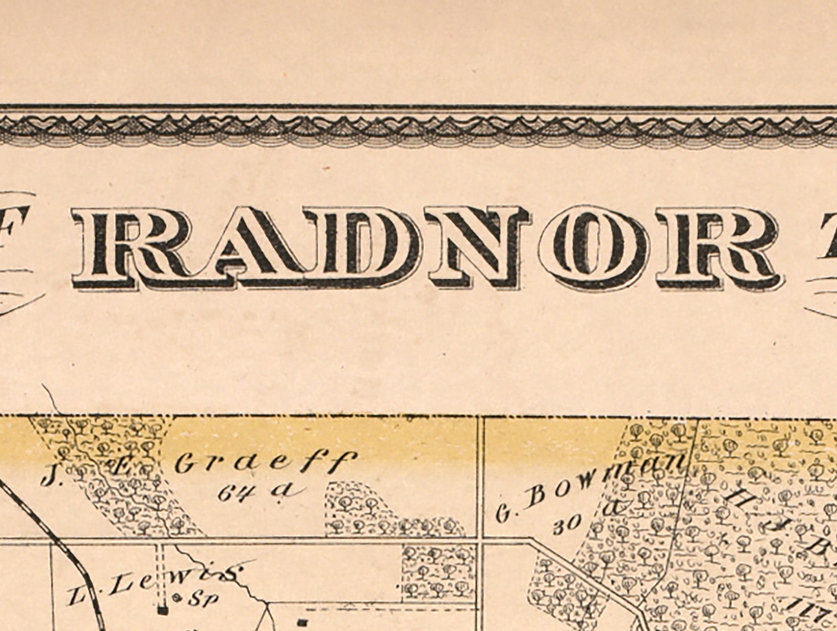 1875 Map of Radnor Township Delaware County Pennsylvania - Etsy