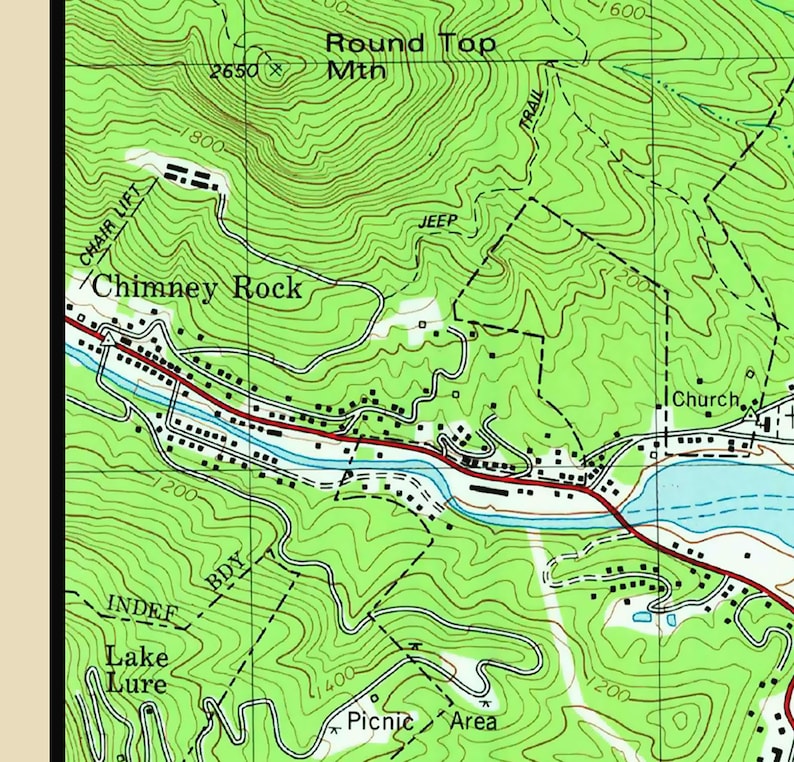 1982 Map of Lake Lure North Carolina Chimney Rock - Etsy
