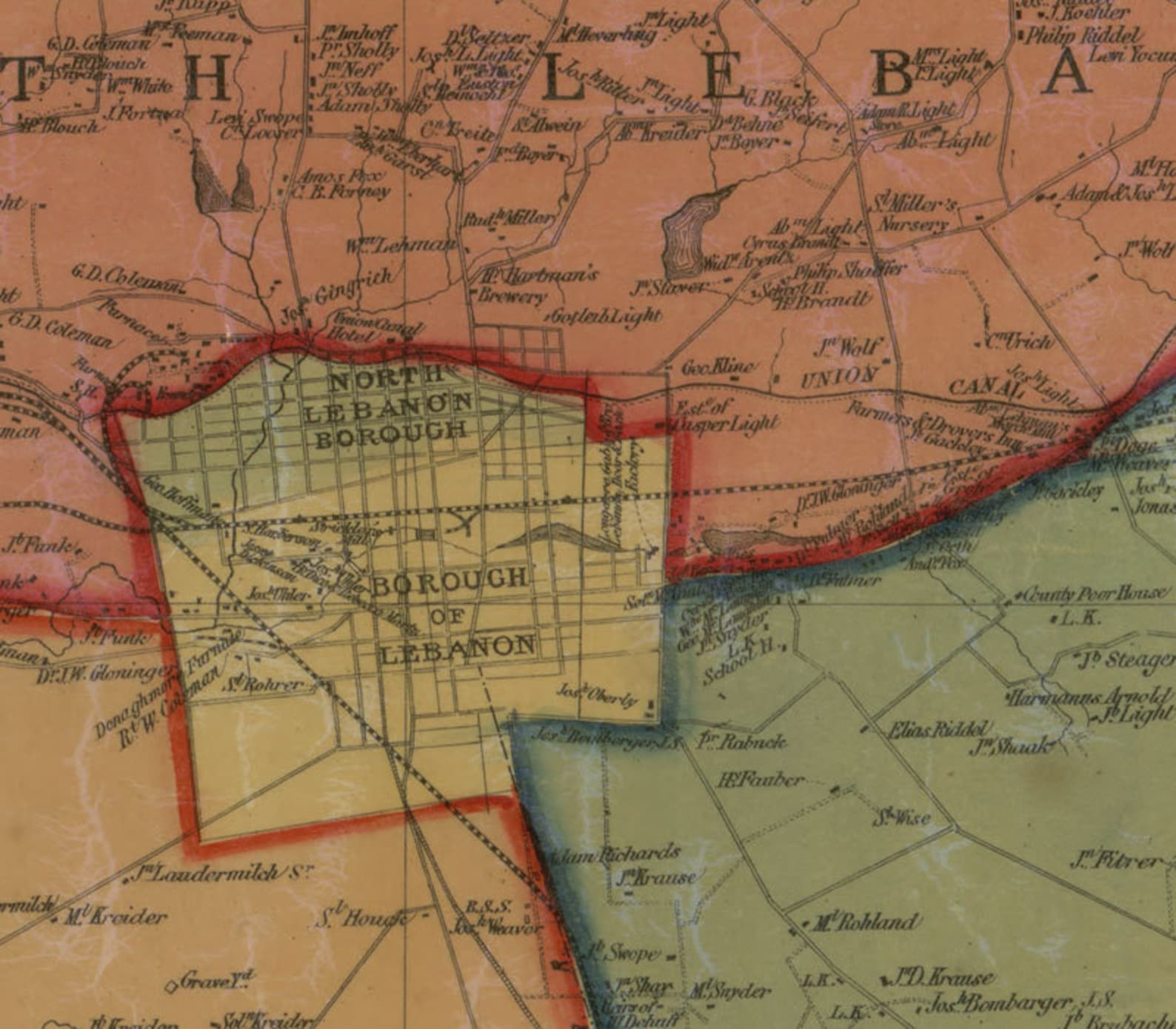 1860 Map of Lebanon County Pa Jonestown Annville - Etsy