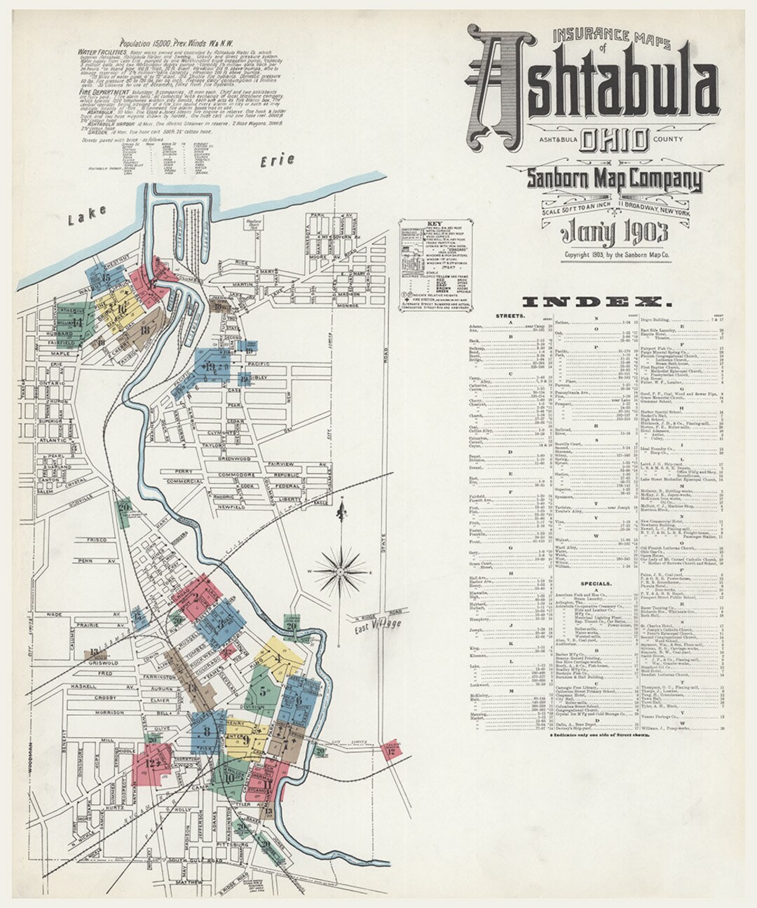 1903 Town Map of Ashtabula Ohio - Etsy