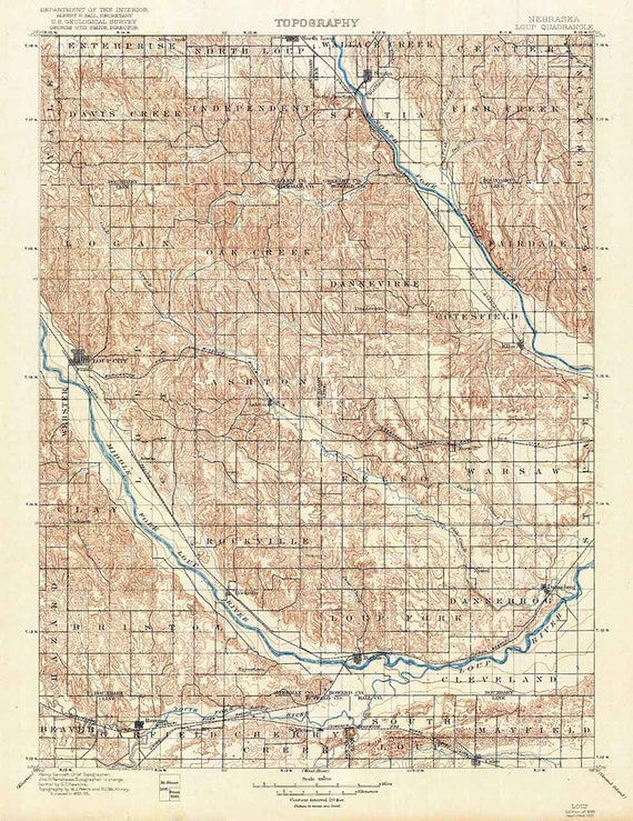 1899 Topo Map of Loup Nebraska North Fork River - Etsy