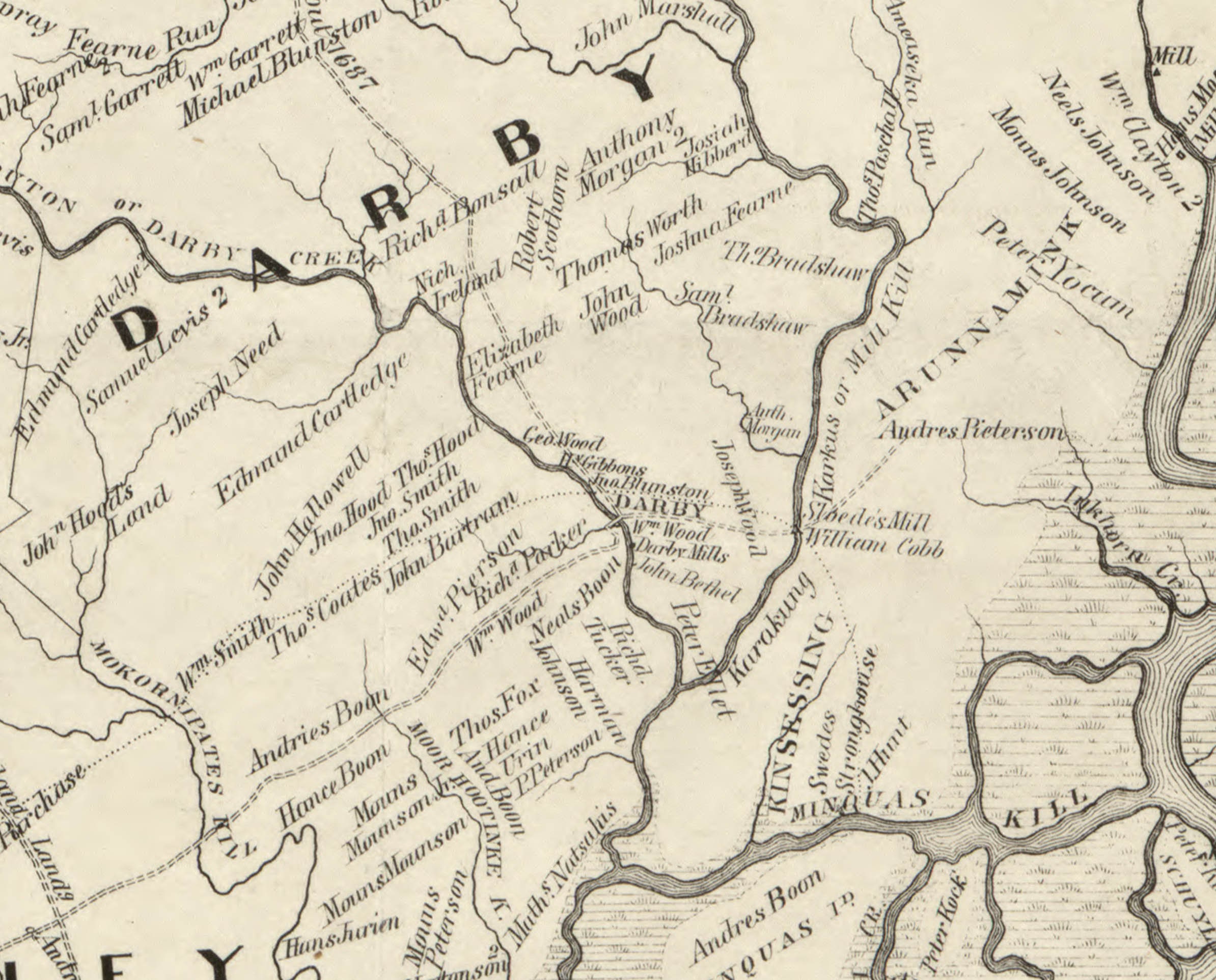 1862 Map of Early Settlements of Delaware County Pa - Etsy