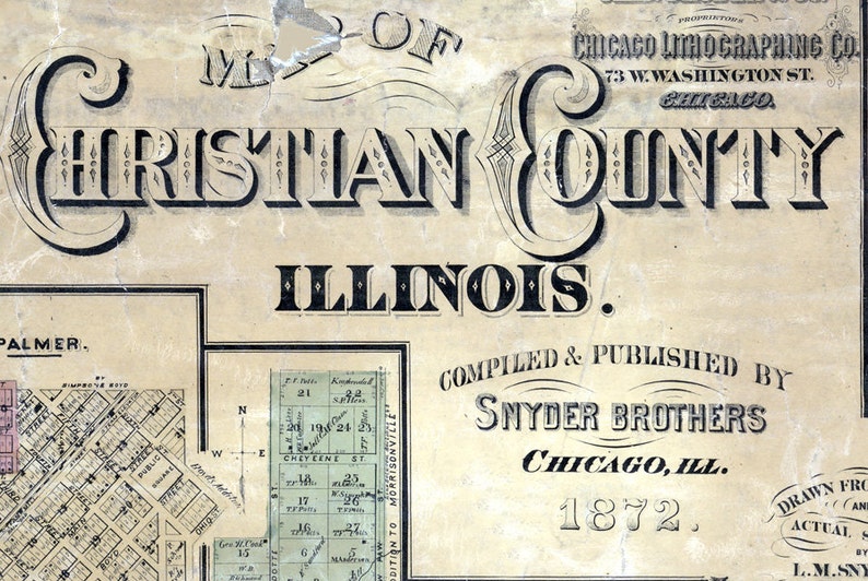 1877 Map of Christian County Illinois | Etsy