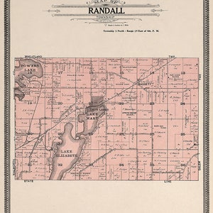 1908 Map of Randall Township Kenosha County Wisconsin - Etsy