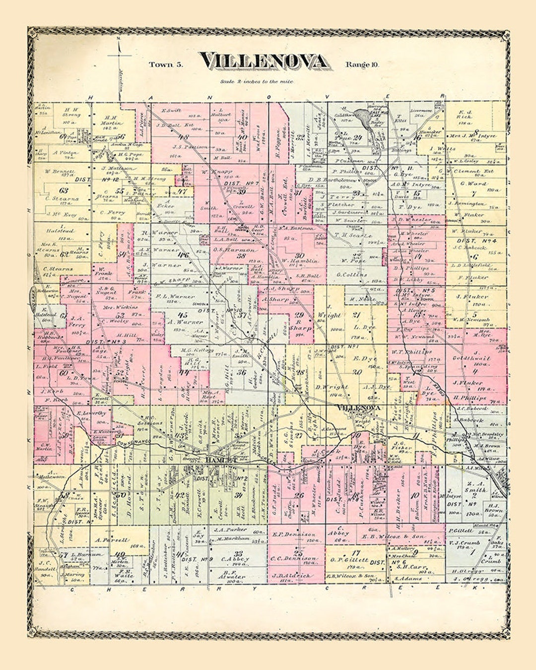 1881 Map of Villenova Chautauqua County New York - Etsy