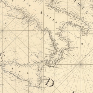 1830 Nautical Chart of the Mediterranean Sea - Etsy