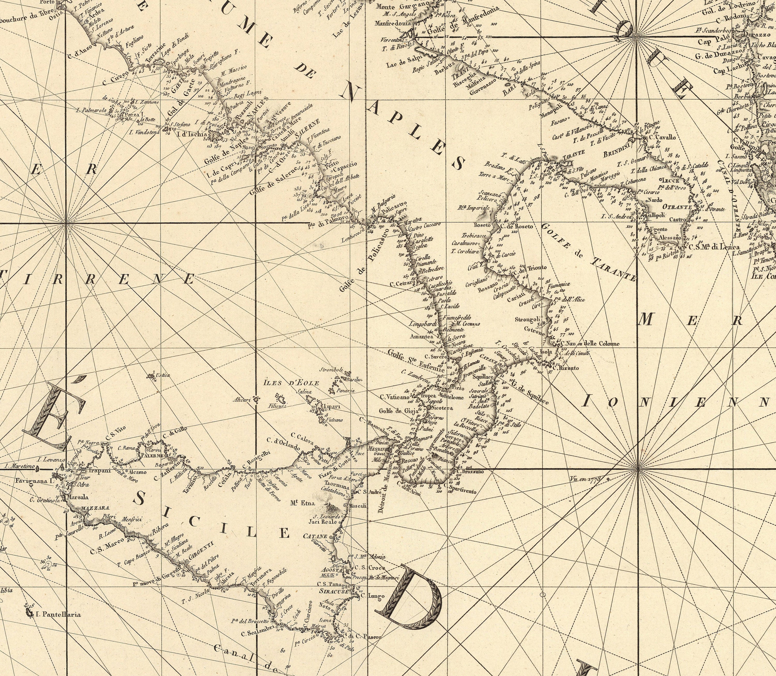 1830 Nautical Chart of the Mediterranean Sea - Etsy