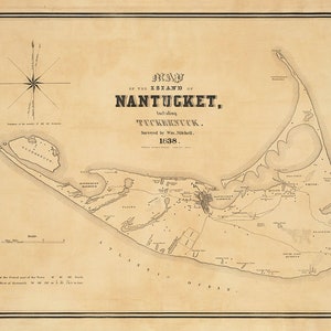 1838 Map of the Island of Nantucket Massachusetts - Etsy