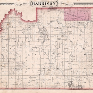 1879 Map of Harrison Township Kosciusko County Indiana - Etsy