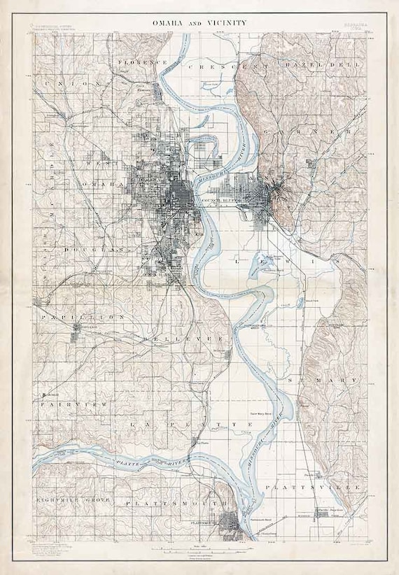 1898 Map of Omaha Nebraska and Vicinity | Etsy