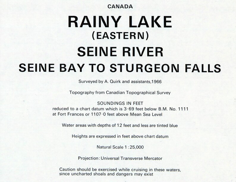 1968 Nautical Map of Rainy Lake Eastern Seine River Seine Bay - Etsy