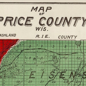 1915 Farm Line Map of Price County Wisconsin - Etsy