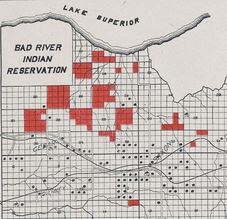 1910 Map of Iron County Wisconsin | Etsy