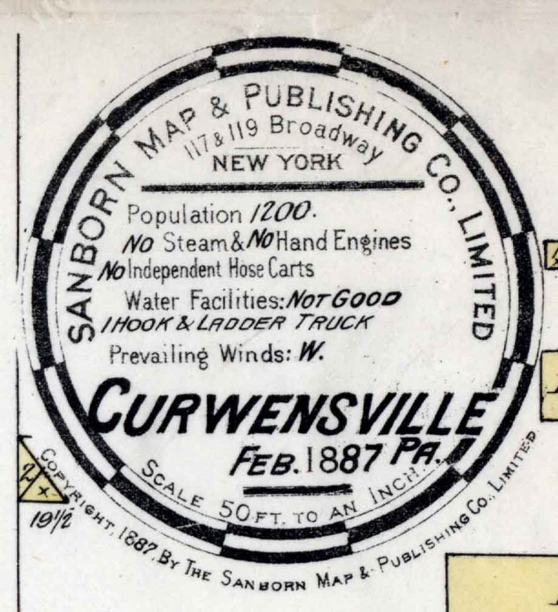 1887 Town Map of Curwensville Clearfield County Pennsylvania | Etsy