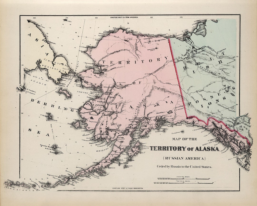 1884 Map of Alaska - Etsy