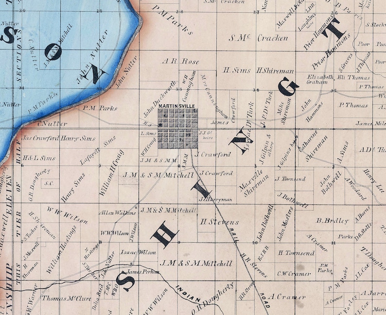 1860 Farm Line Map of Morgan County Indiana | Etsy