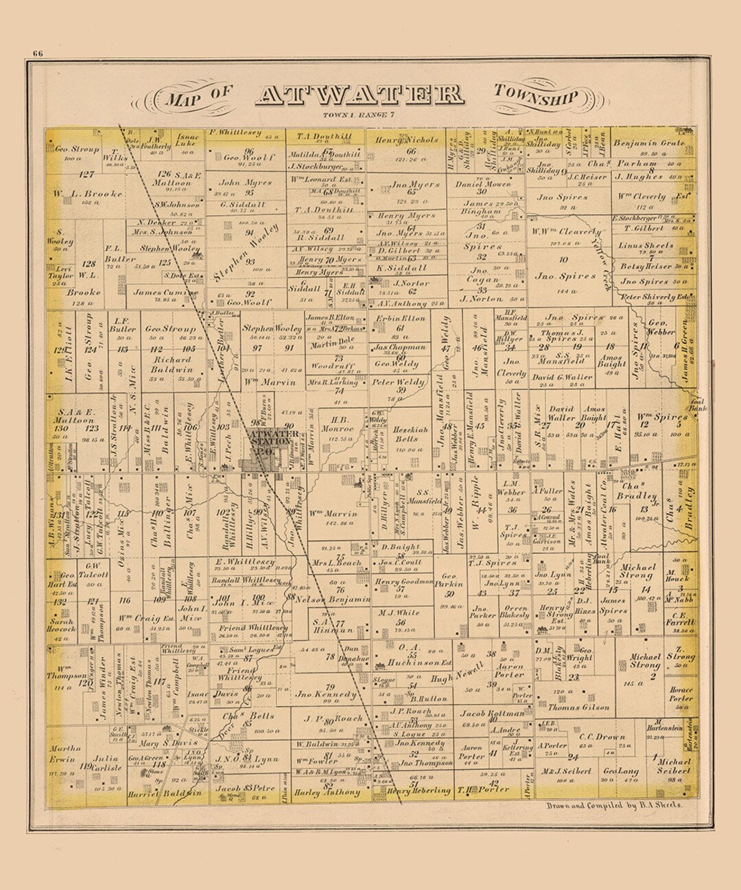 1874 Map of Atwater Township Portage County Ohio - Etsy
