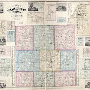 1866 Farm Line Map of Hamilton County Indiana Noblesville - Etsy