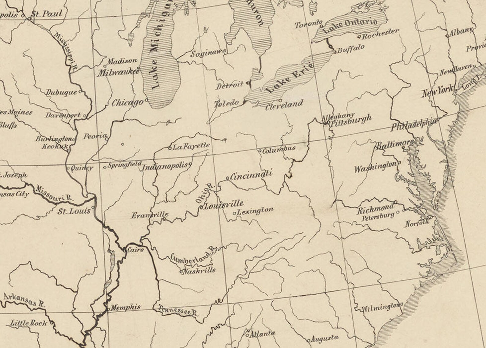 1860 Map of North America Showing the Pacific Railroads - Etsy