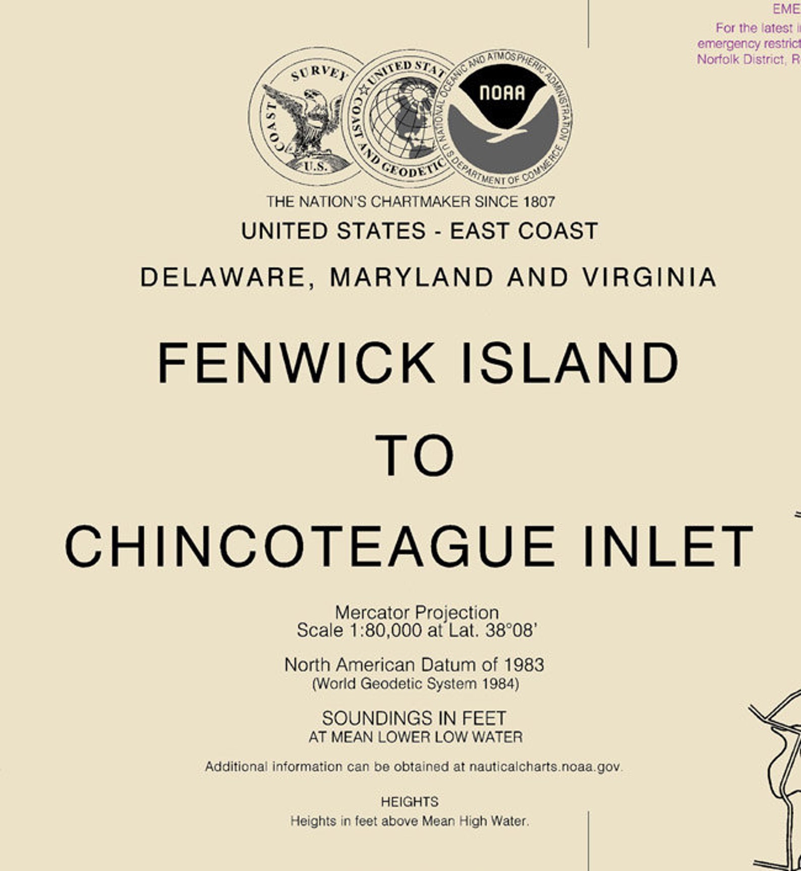 2016 Nautical Map of Fenwick Island to Ocean City Inlet | Etsy