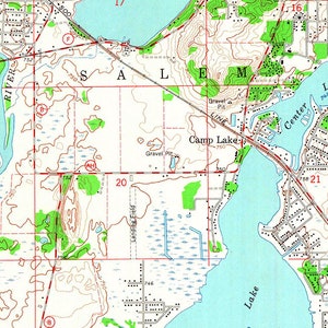 1960 Topo Map of Silver Lake Wisconsin Quadrangle - Etsy